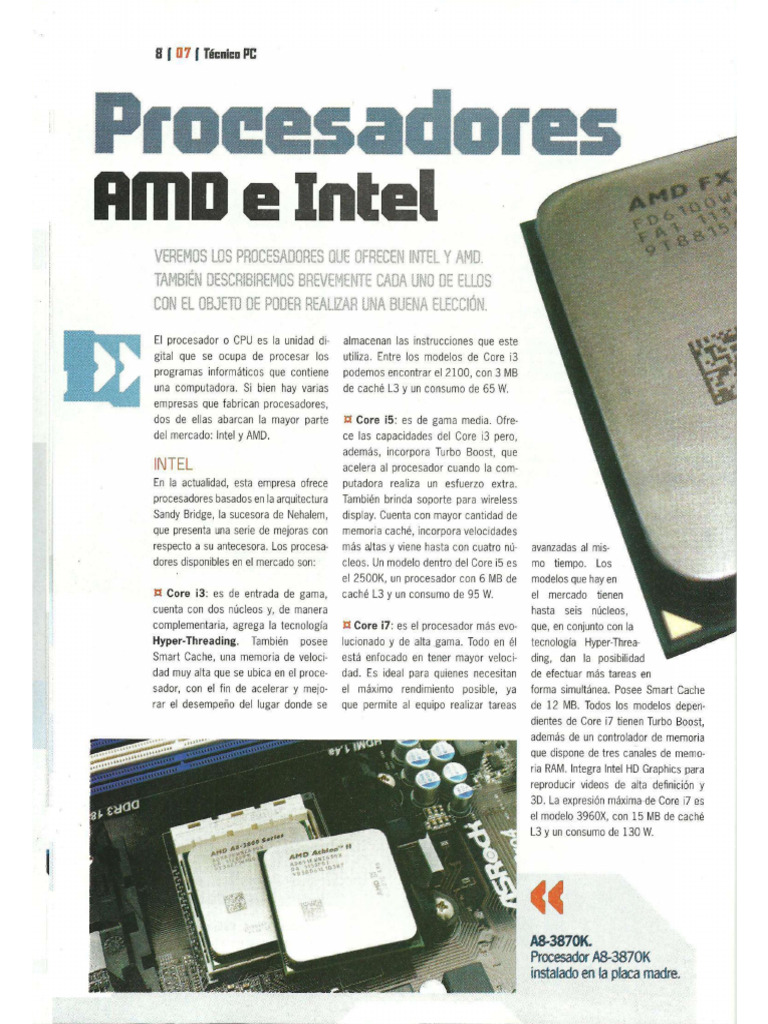 Procesadores AMD E INTEL | PDF