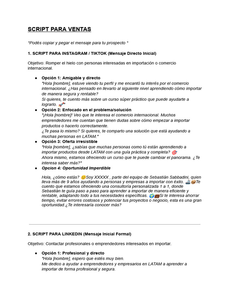 Scripts y Objeciones para Ventas | PDF