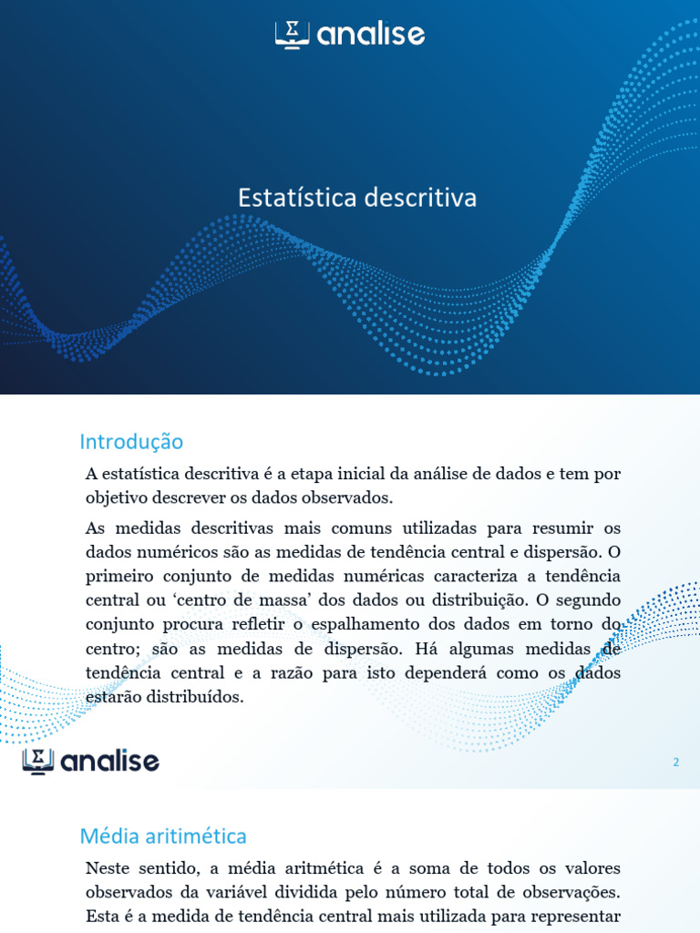Definição de Estatística Descritiva | PDF | Mediana (Estatística ...