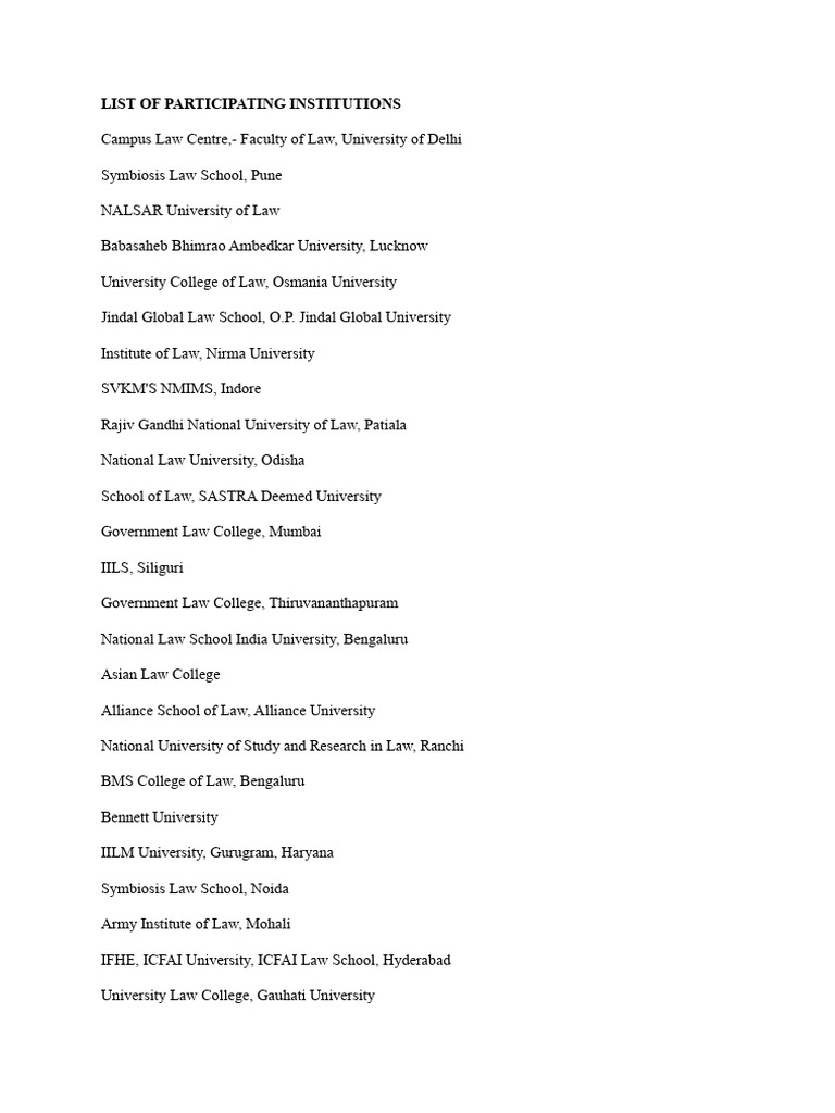 List of Participating Law Schools | PDF