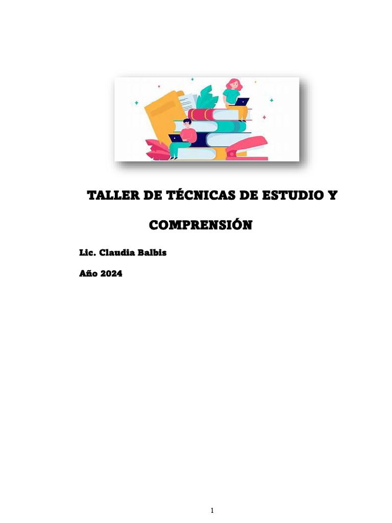 Taller de Técnicas de Estudio y Comprensión | PDF | Aprendizaje | Habilidades de estudio