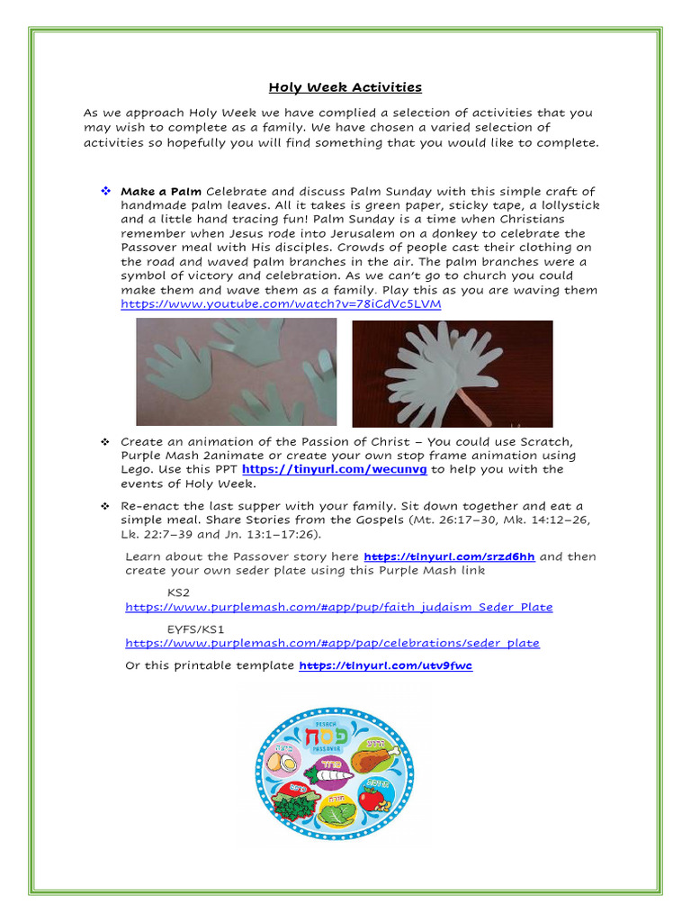 Holy Week Activities | PDF | Jesus | Easter