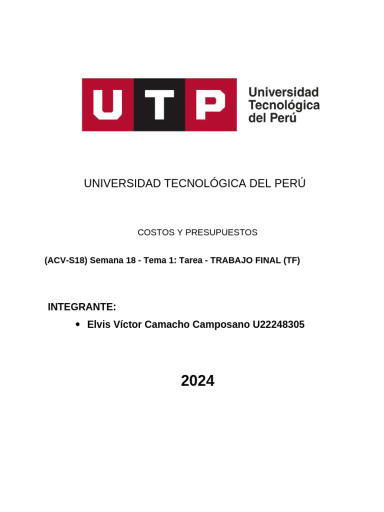 Trbajo Final de Costos Word (E) | PDF | Presupuesto | Business