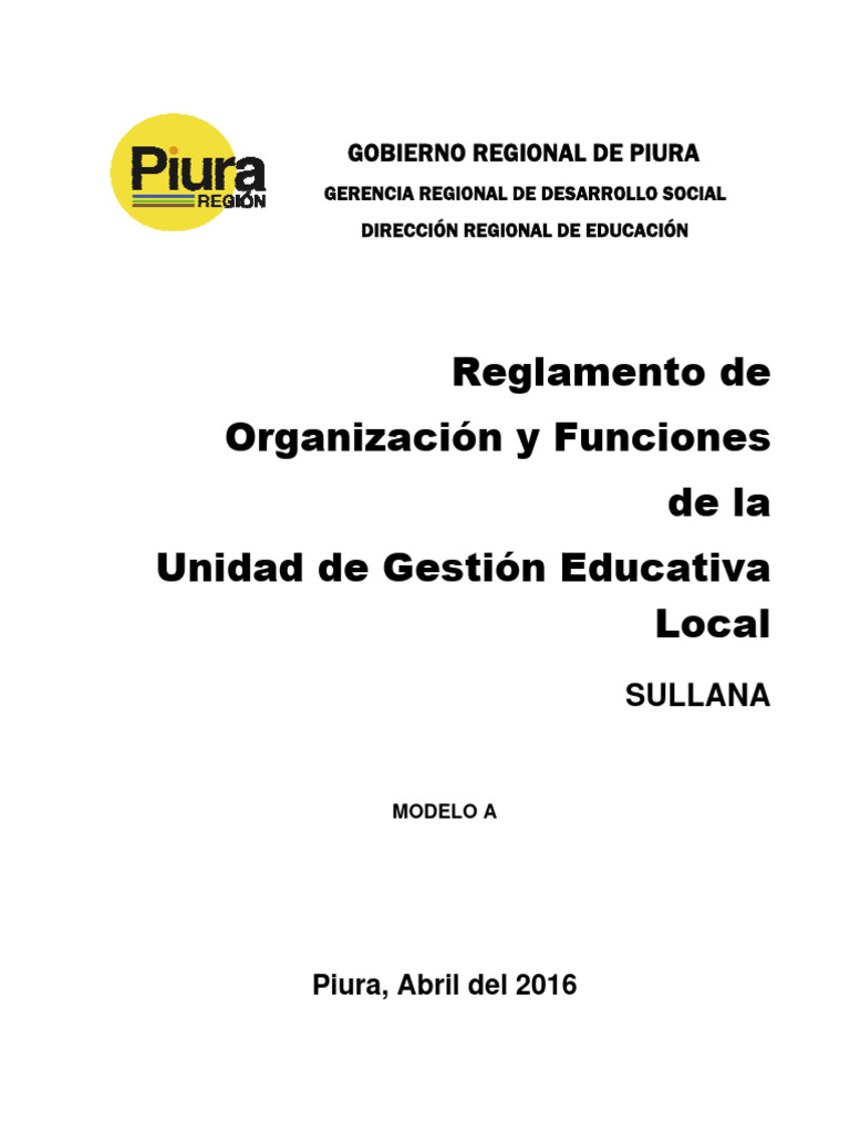 Reglamento de Organización y Funciones (ROF) - 2016 | PDF | Presupuesto | Inclusión (Educación)