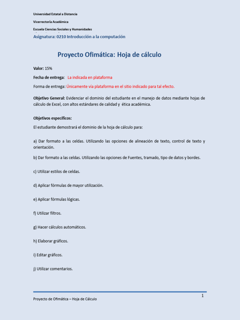 II Proyecto Ofimatica Hoja de Calculo | PDF | Hoja de cálculo | Microsoft Excel