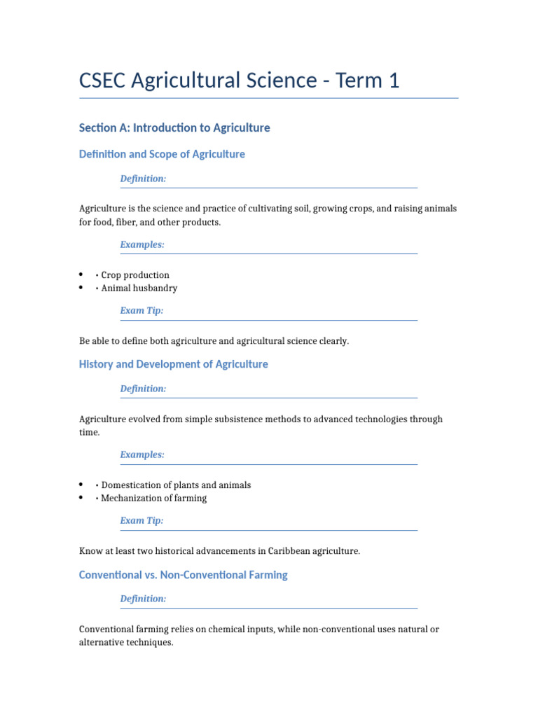 Enhanced CSEC Agriculture Term1 | PDF | Agriculture | Soil