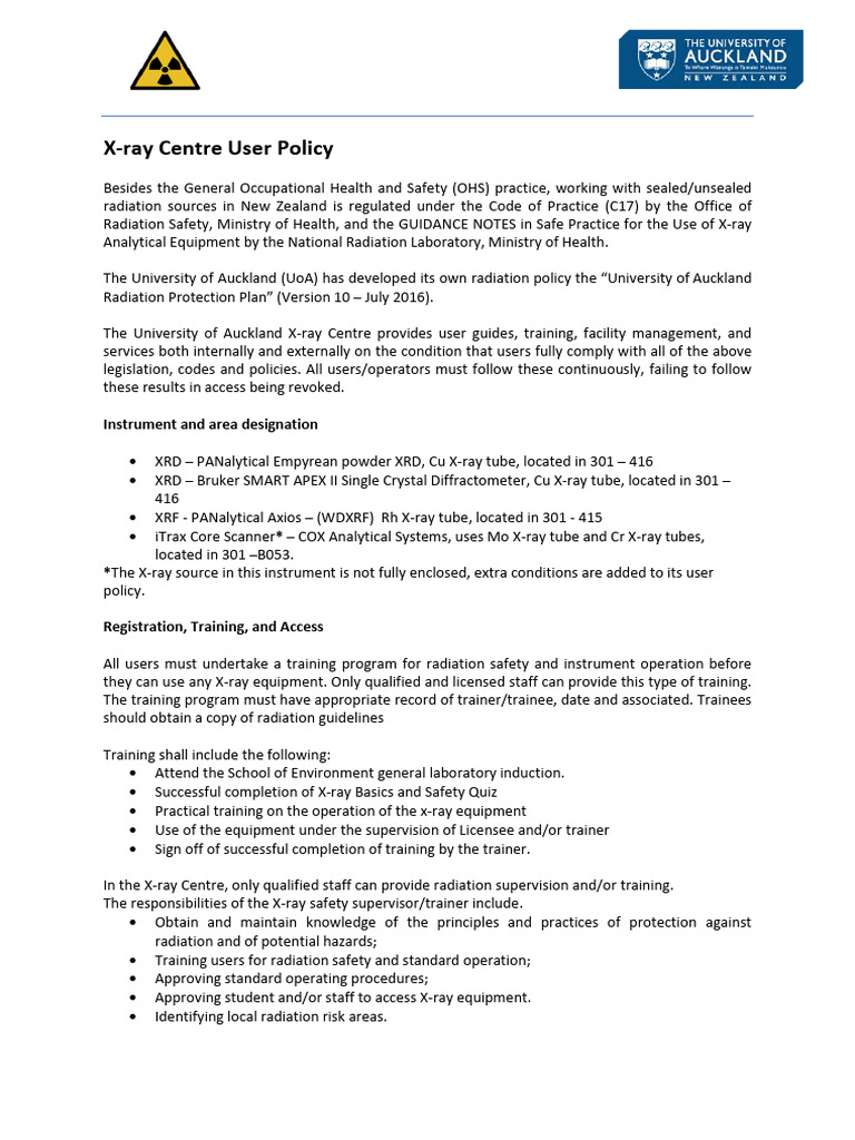 4-X-Ray Centre Local Rules.2017-V1 | PDF | X Ray | Occupational Safety ...