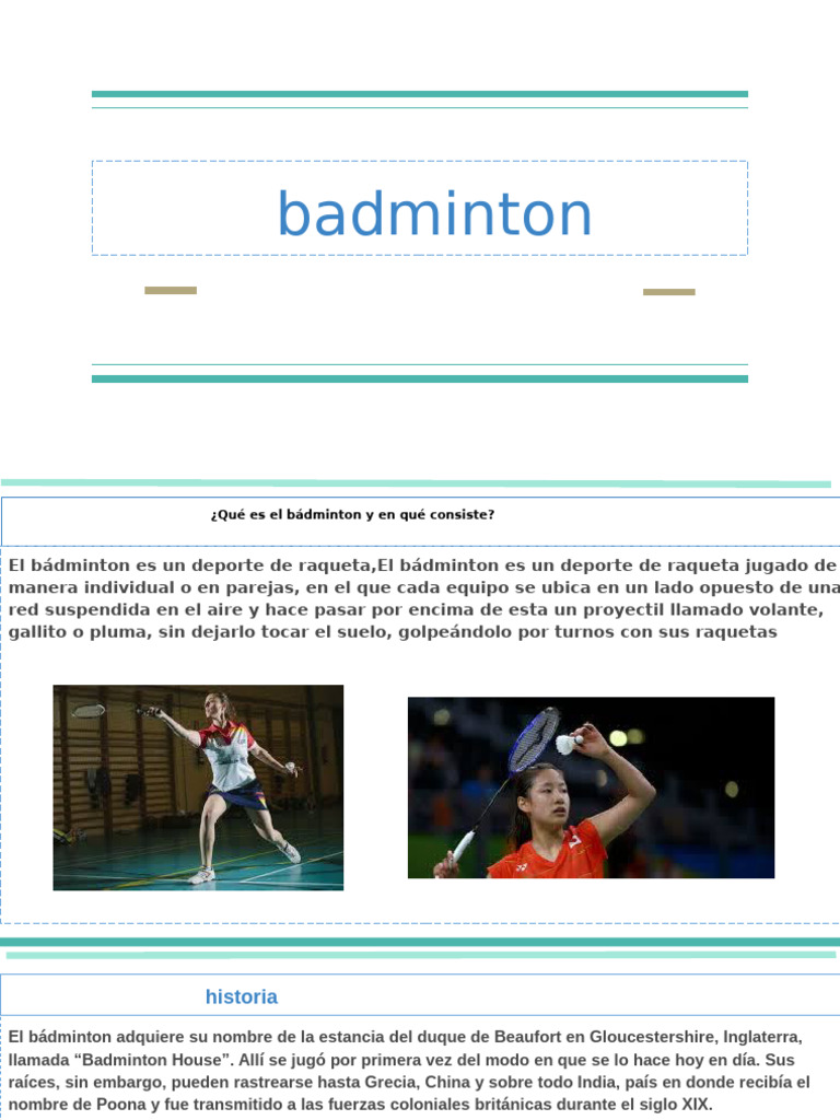 Introducción al Bádminton: Reglas y Equipos | PDF | Deportes | Deportes ...