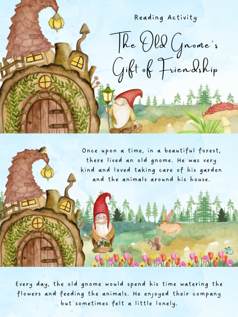 The Old Gnome's Gift of Friendship Reading Activity English ...