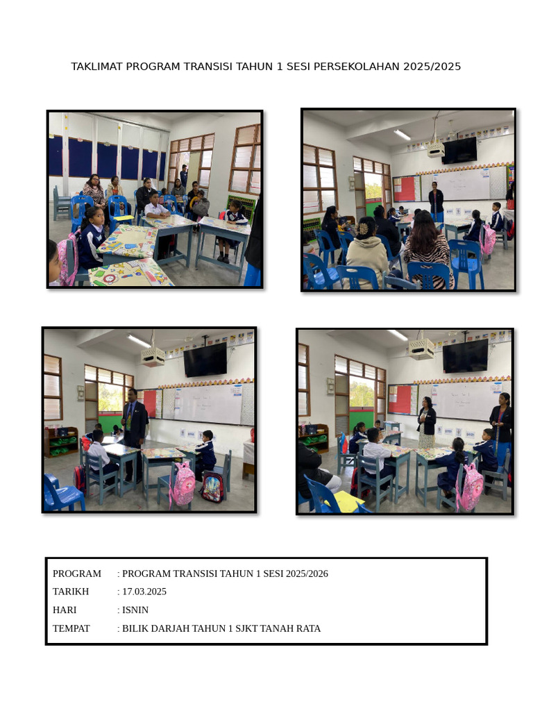 Taklimat Program Transisi Tahun 1 Sesi Persekolahan 2025 | PDF