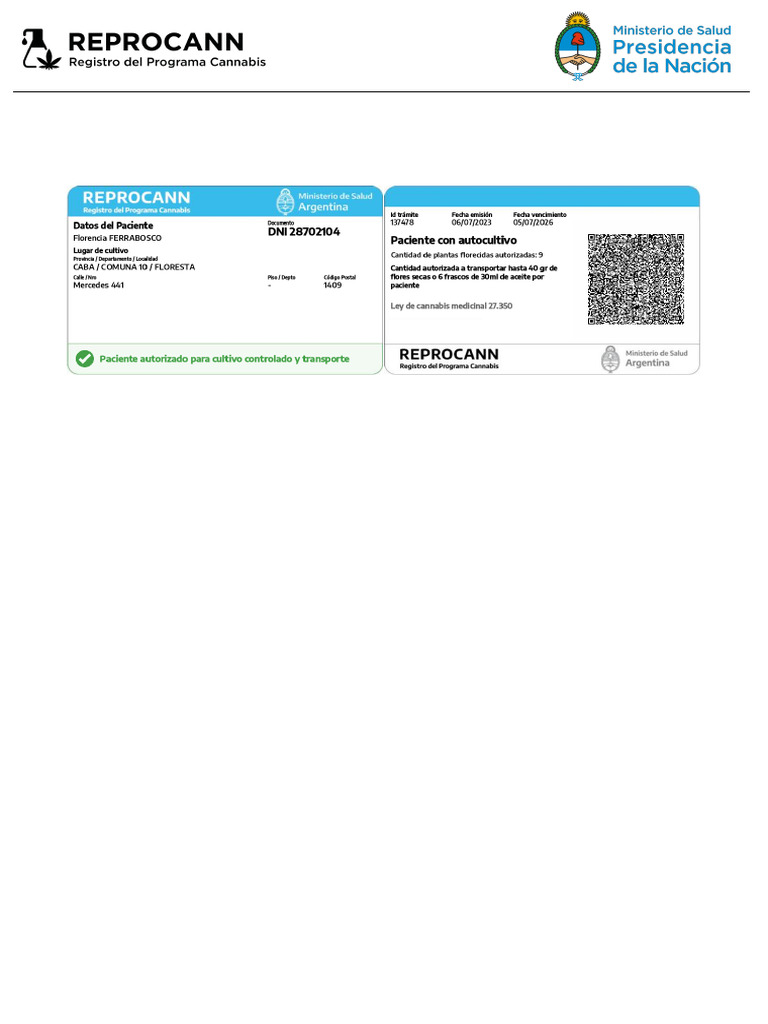 Reprocann Paciente | PDF