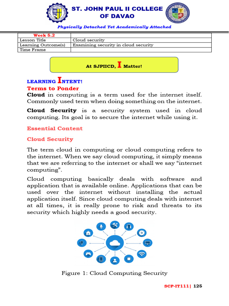 ICT SCP IT111 Cloud Security | PDF | Denial Of Service Attack | Computer Security