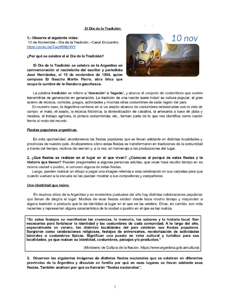 Dia de La Tradicion - Epja | PDF