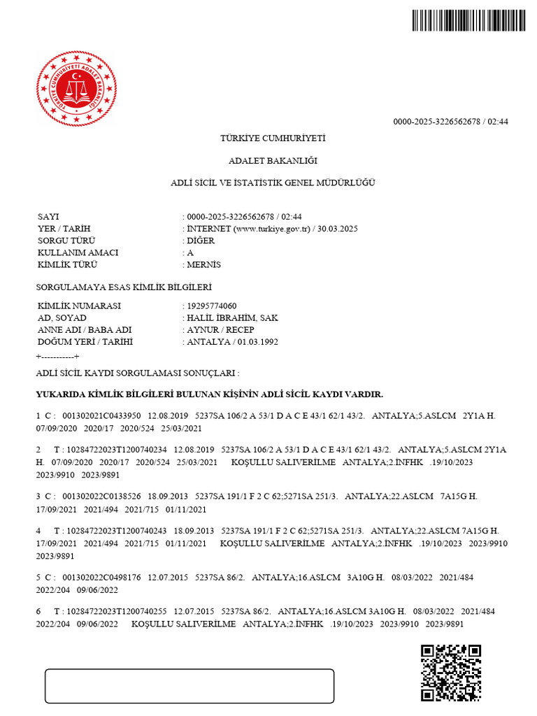 Adli Sicil Kaydi | PDF