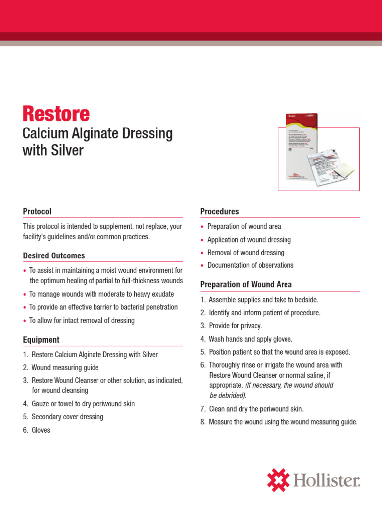 Restore-Calcium-Alginate-Silver-Protocol-910444-1008 | PDF | Wound | Medicine