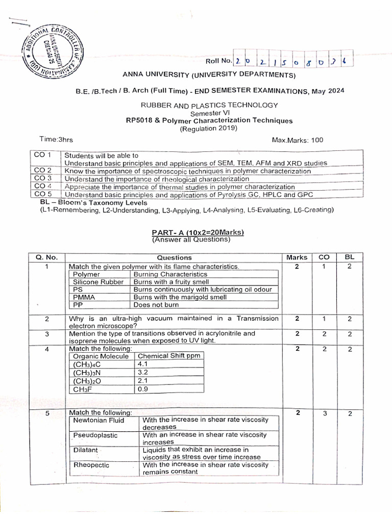 Sem-6 End Sem Question Papers | PDF