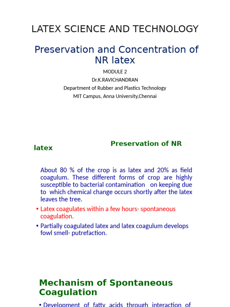 Latex Science and Technology-Module2 KR | PDF | Natural Rubber | Ammonia