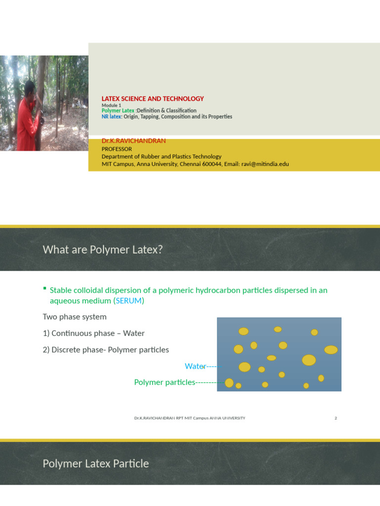 Latex Science and Technology-Module 1 KR | PDF | Natural Rubber | Colloid