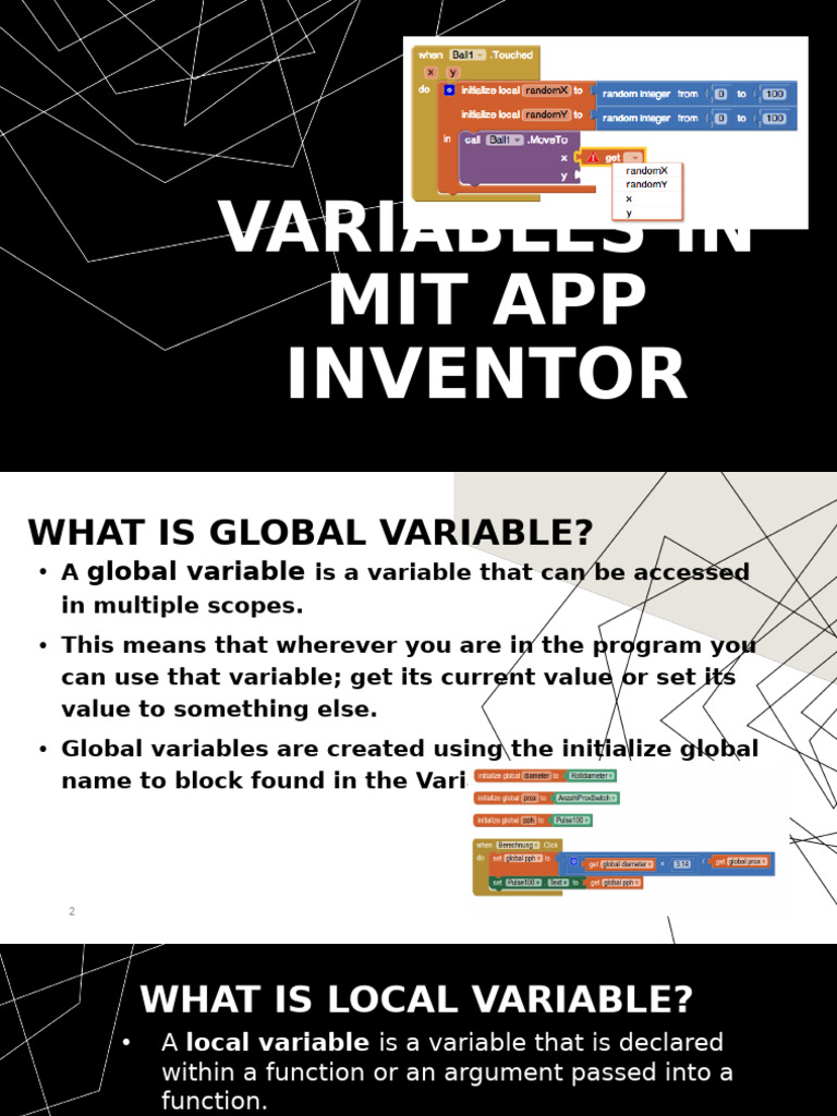 Variables in Mit App Inventor | PDF | Variable (Computer Science) | Scope (Computer Science)