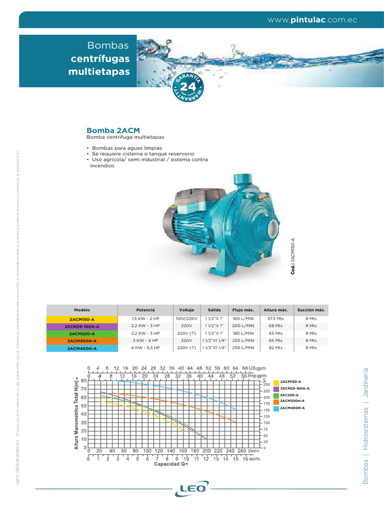 Centrífugas Multietapas: Bombas | PDF | Poder (Física)