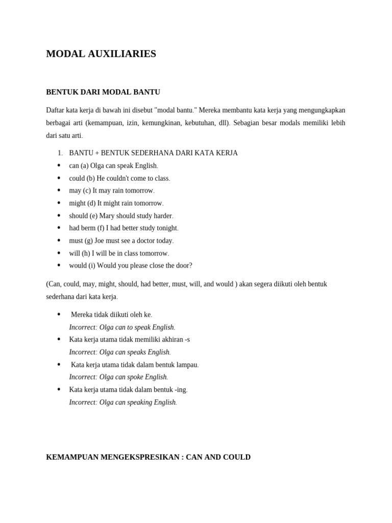 Modal Auxiliaries | PDF