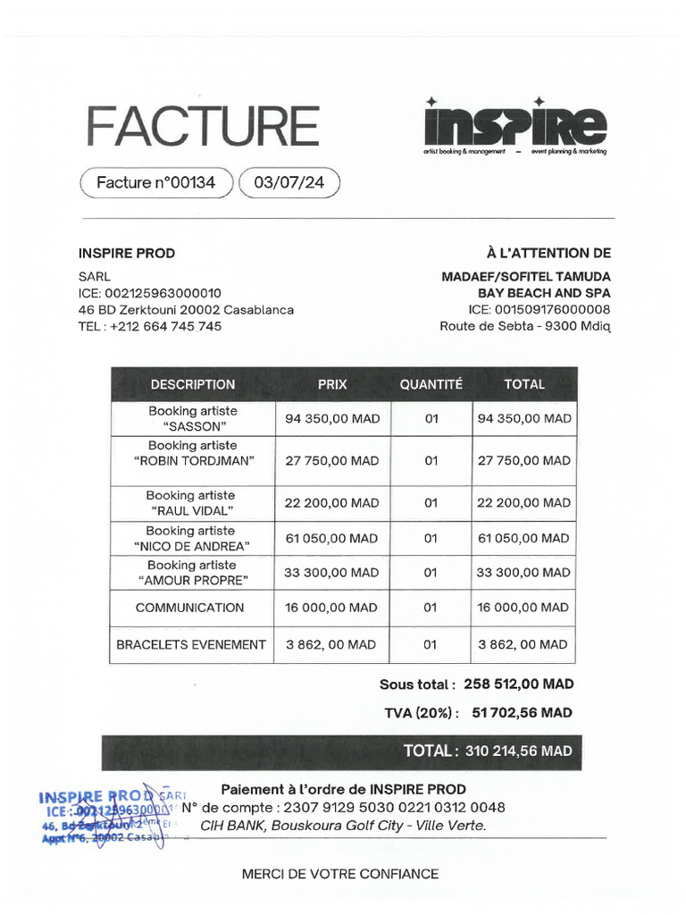 Facture 1 Final Sofitel | PDF