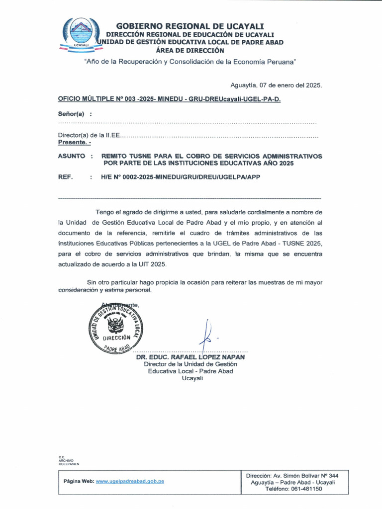 Oficio Multiple #003-2025 | PDF
