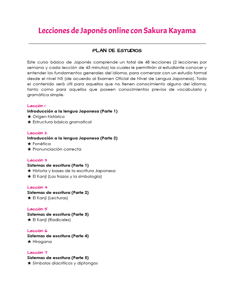 LeccionesInfo Sakura Octubre | PDF | Kanji | Idioma japonés