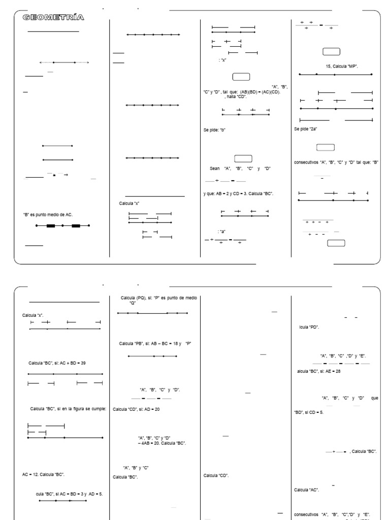 Ficha 01 Segmentos GEOMETRÍA | PDF | Matemática Elemental | Formas geométricas