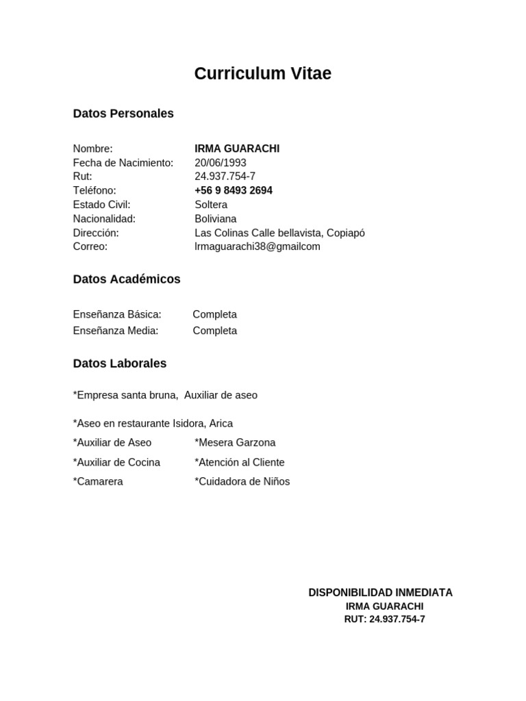 Irma Curriculum Compacto | PDF