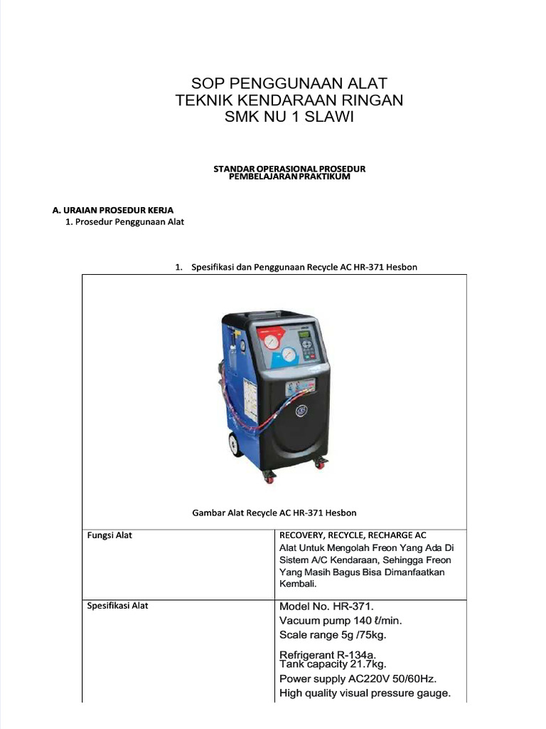 PDF Sop Penggunaan Alat Praktik 406 Compress | PDF