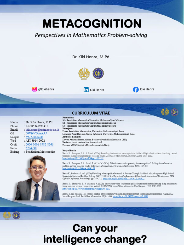 Materi metacognition-KikiHenra | PDF | Metacognition | Cognition