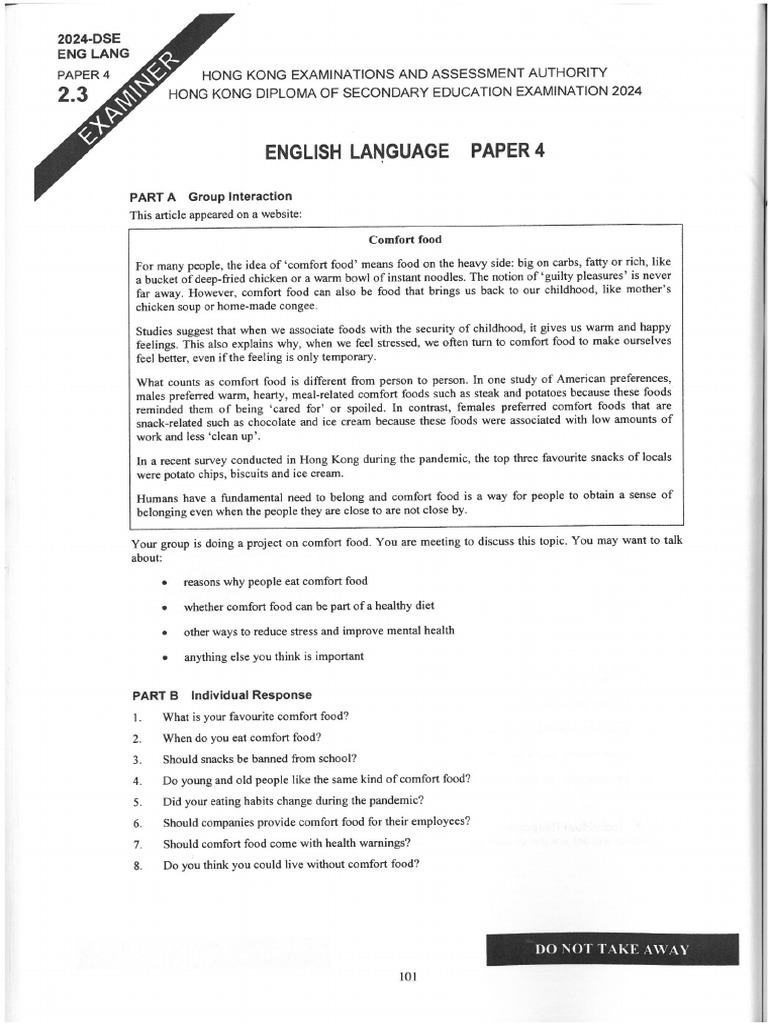 HKDSE 2024 ENG P4 2.3 | PDF