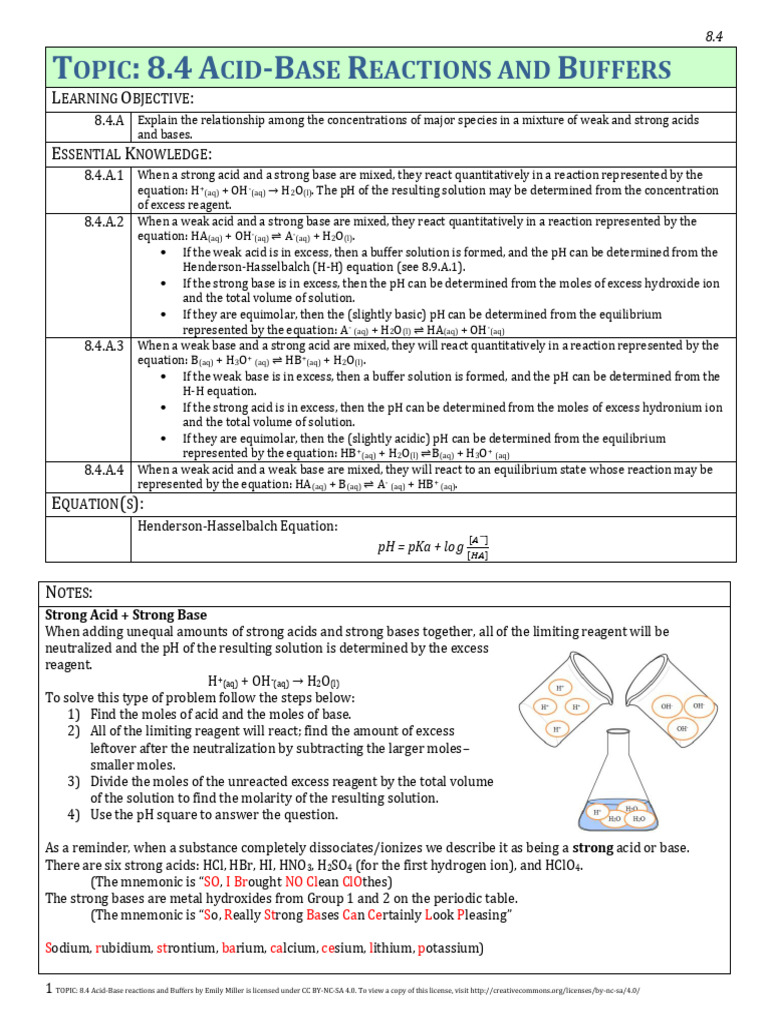 8.4 Acid-Base Reactions and Buffers Student | PDF | Acid | Chemical ...