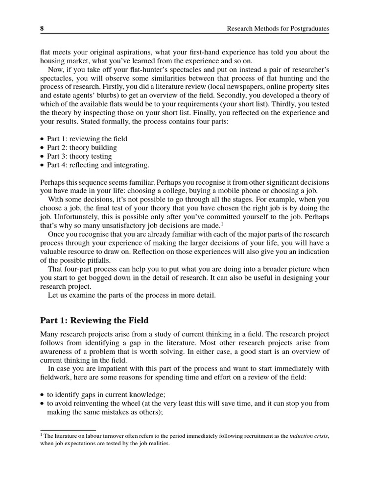 Research Methods For Postgraduates - (Part I First Steps) | PDF | Cognition
