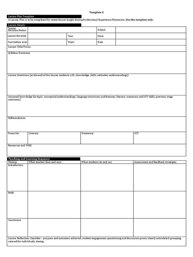 Lesson Plan Template WRITABLE | PDF