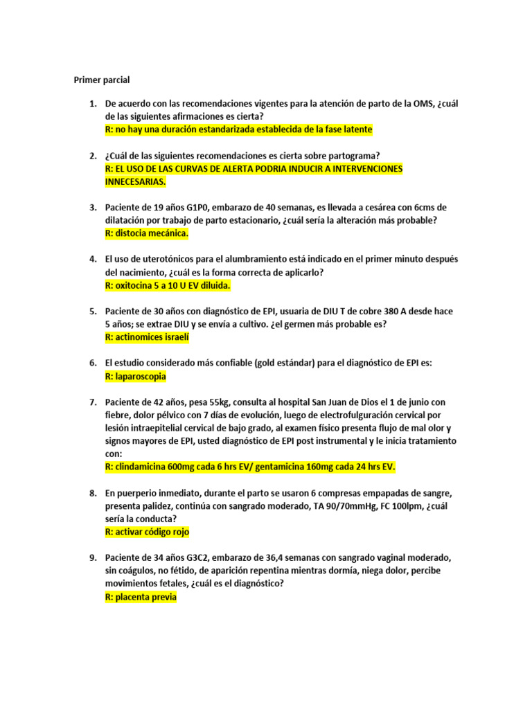 1er y 2do Parcial GO | PDF | El embarazo | Parto