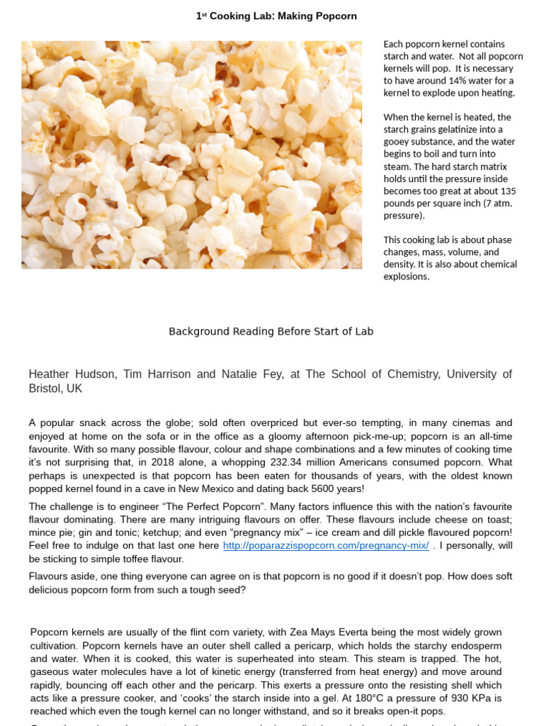 Popcorn With Chemistry | PDF | Popcorn