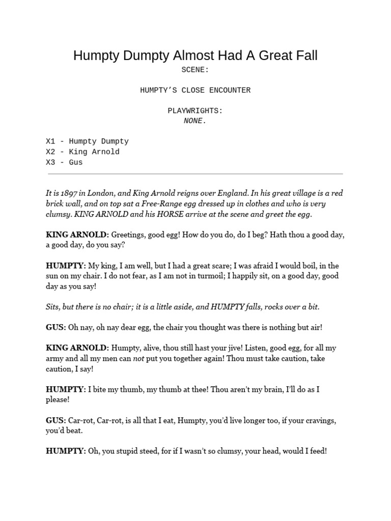 Humpty Dumpty Almost Had A Great Fall | PDF