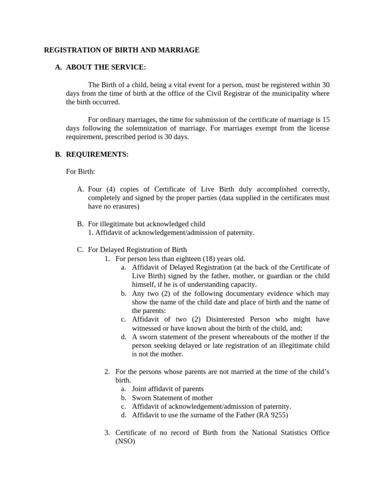 Birth and Marriage Registration Guide | PDF | Affidavit | Marriage