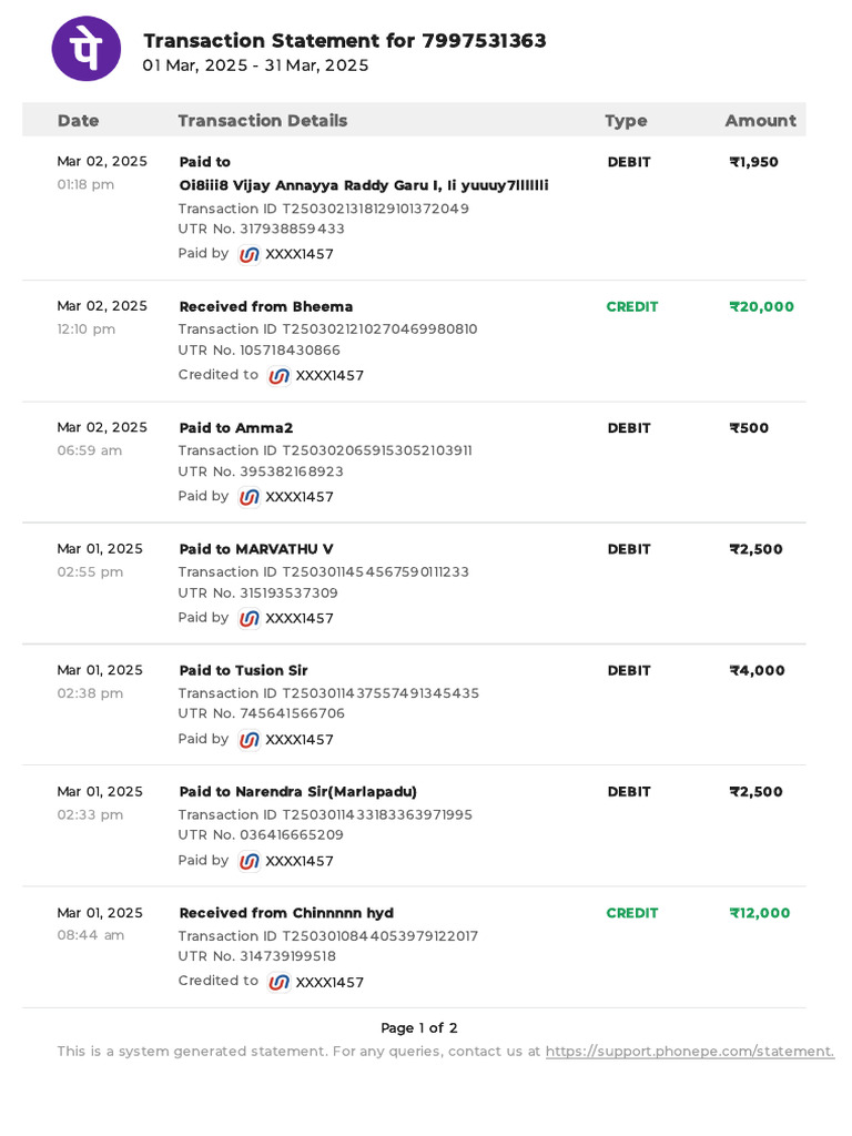 PhonePe Statement Mar2025 Mar2025 | PDF | Debit Card