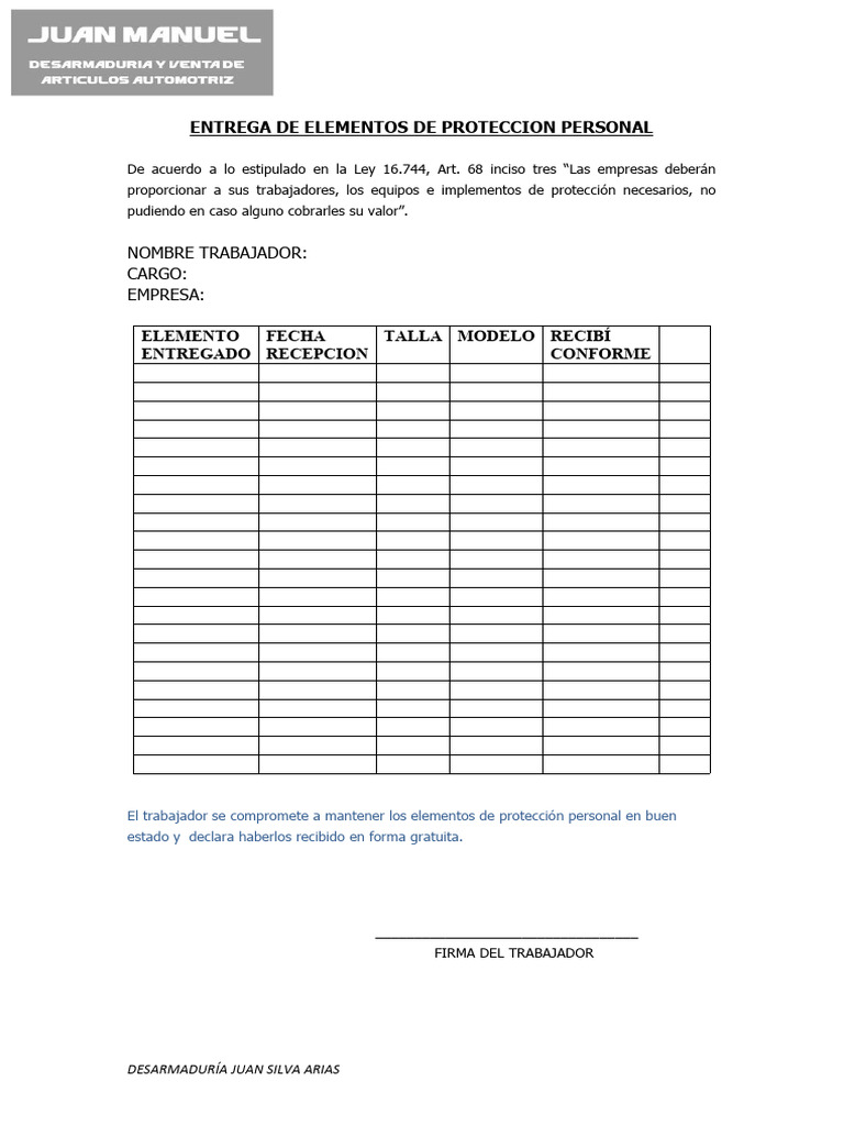 Control Entrega Epp | PDF