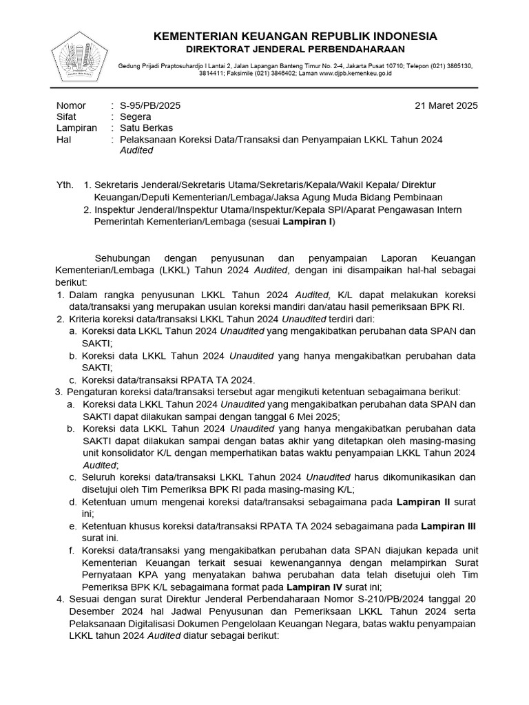 Koreksi Data LKKL 2024 Audited | PDF