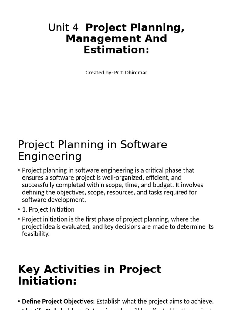 Unit 4 Project Planning, Management and Estimation | PDF | Software Development Process ...