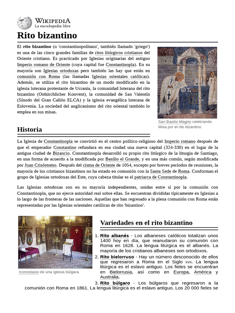 Rito Bizantino: Historia y Variedades | PDF | Familias denominacionales ...