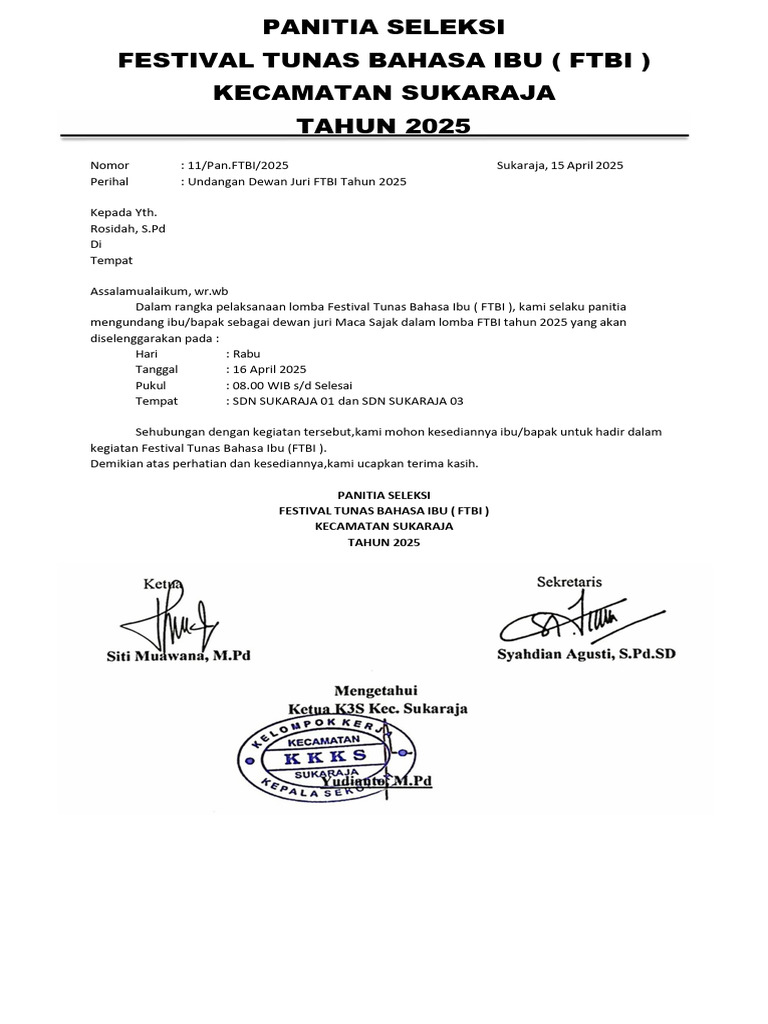Undangan FTBI MACA SAJAK 2 | PDF