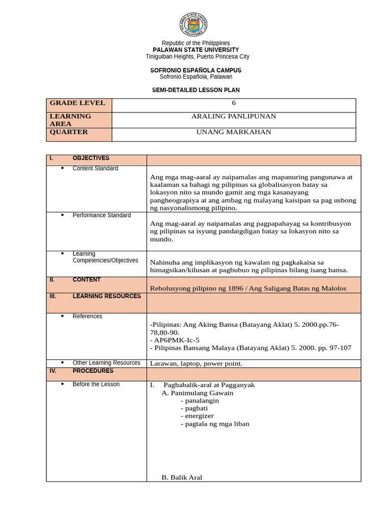 MARK lesson plan template maam k | PDF