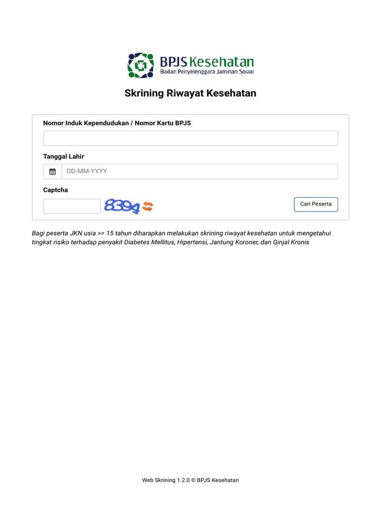 Skrining Web BPJS Kesehatan | PDF