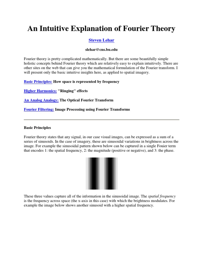An Intuitive Explanation Of Fourier Theory Pdf Fourier Transform