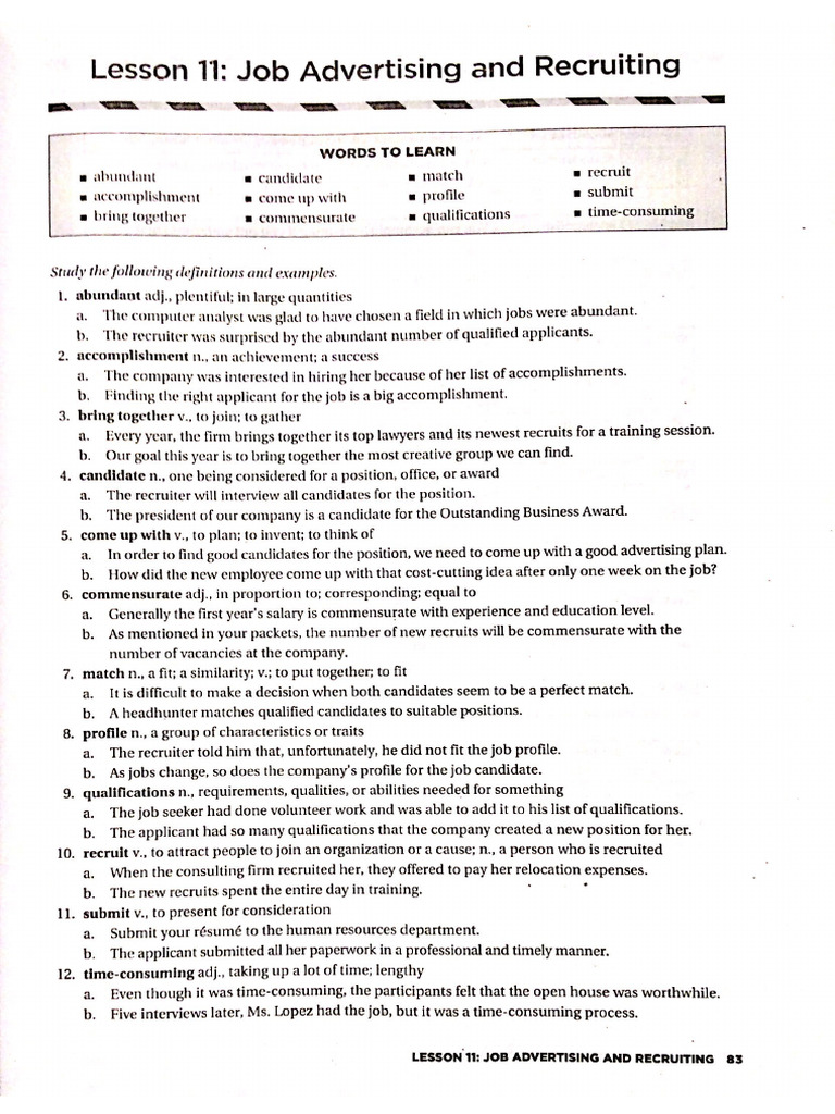 Lesson 11 Job Advertising and Recruiting | PDF